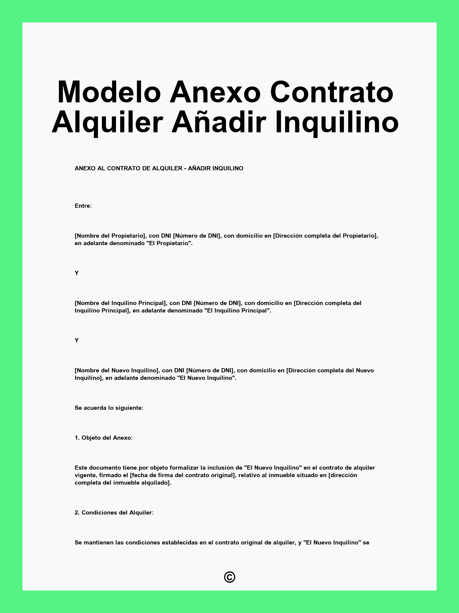 Modelo Anexo Contrato Alquiler Añadir Inquilino