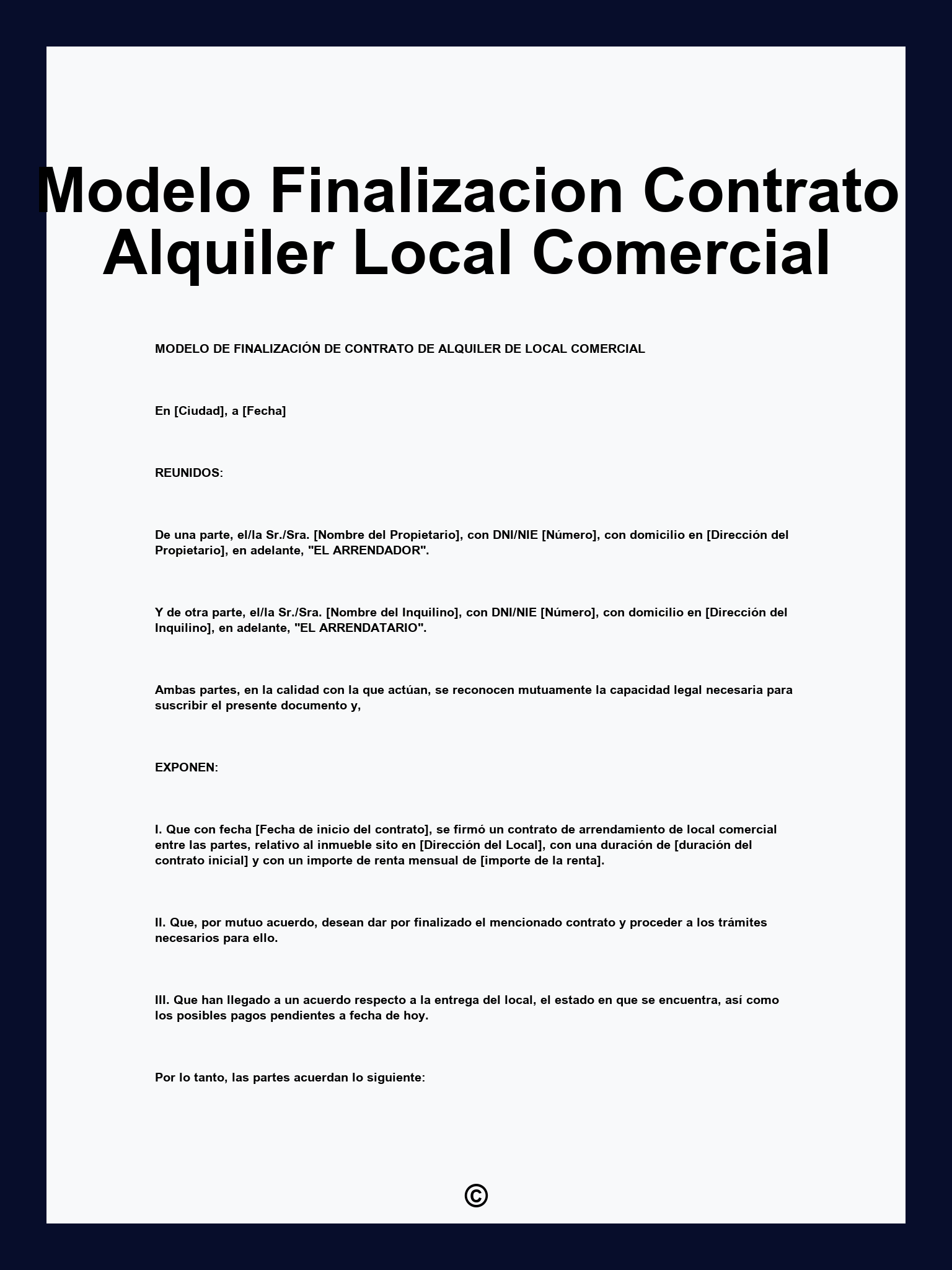 Modelo Finalizacion Contrato Alquiler Local Comercial