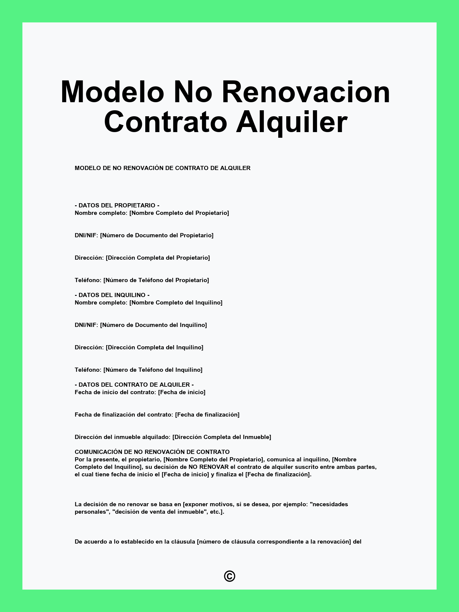 Modelo No Renovacion Contrato Alquiler