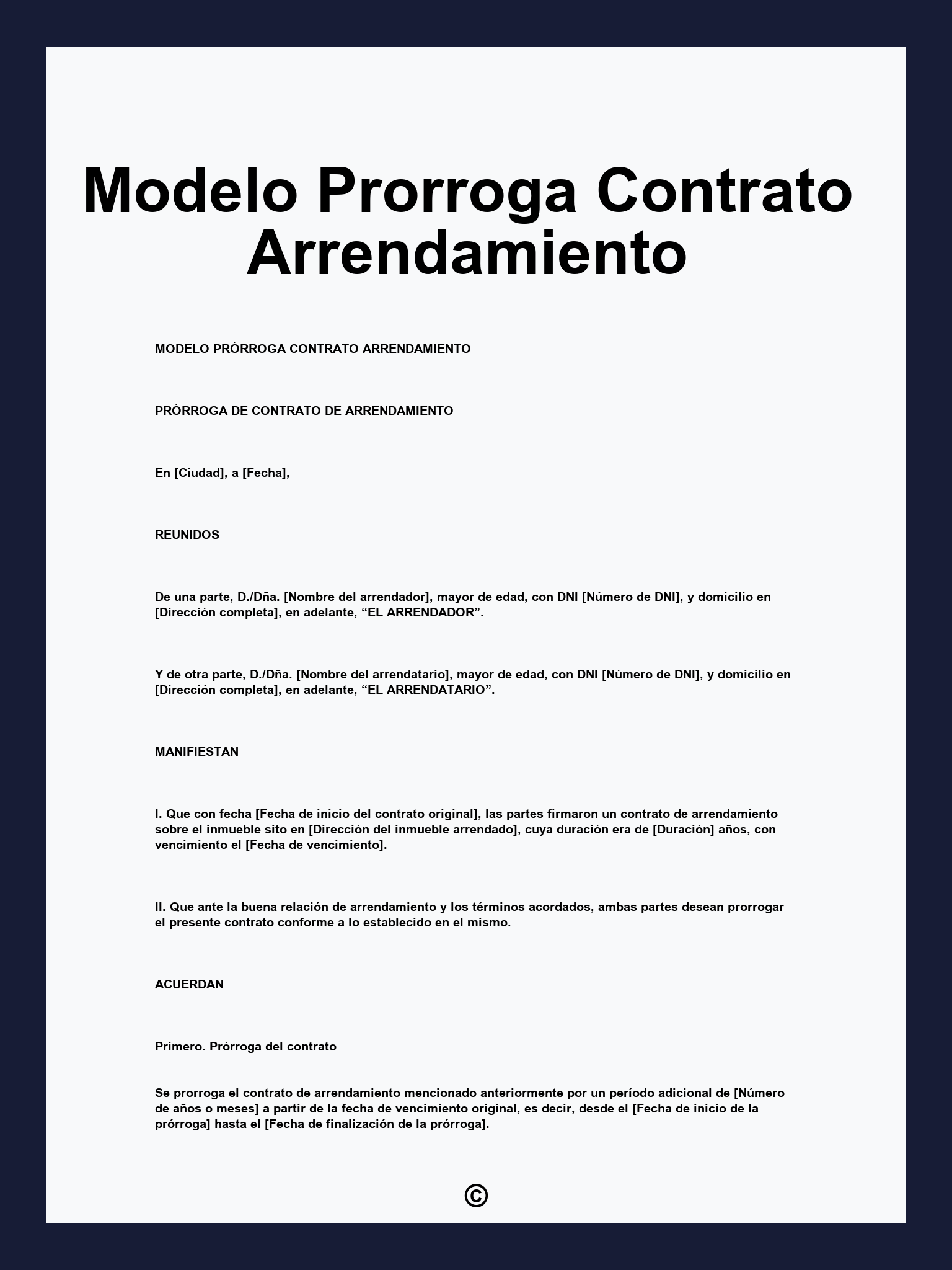 Modelo Prorroga Contrato Arrendamiento