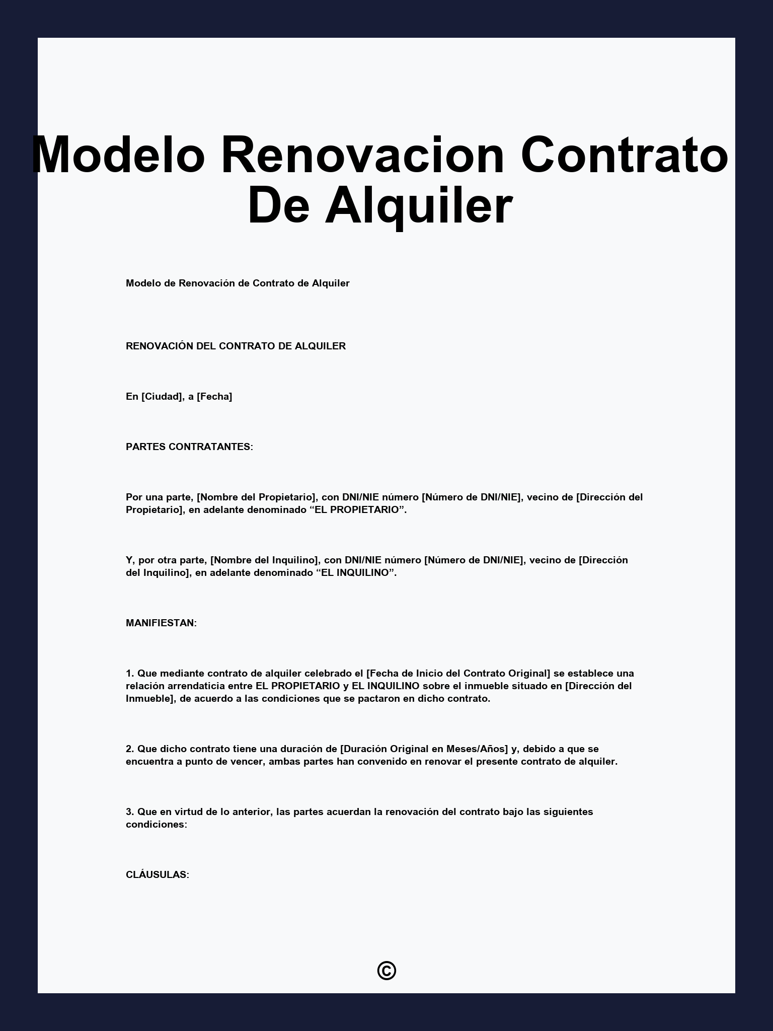 Modelo Renovacion Contrato De Alquiler