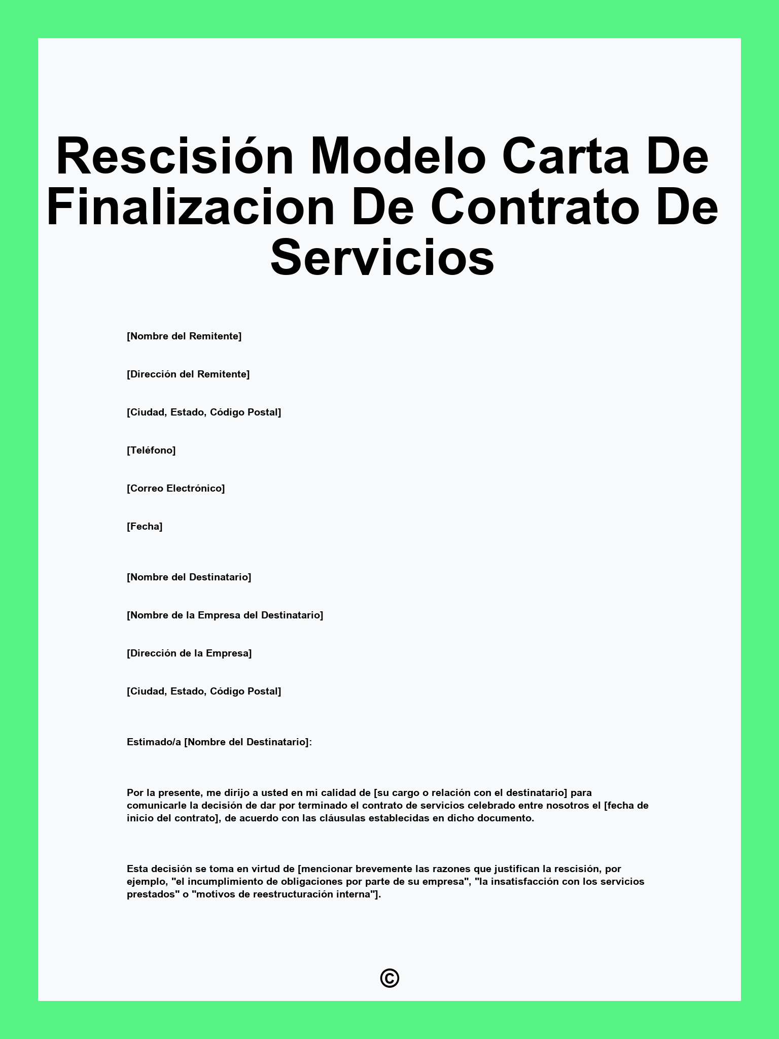 Rescisión Modelo Carta De Finalizacion De Contrato De Servicios